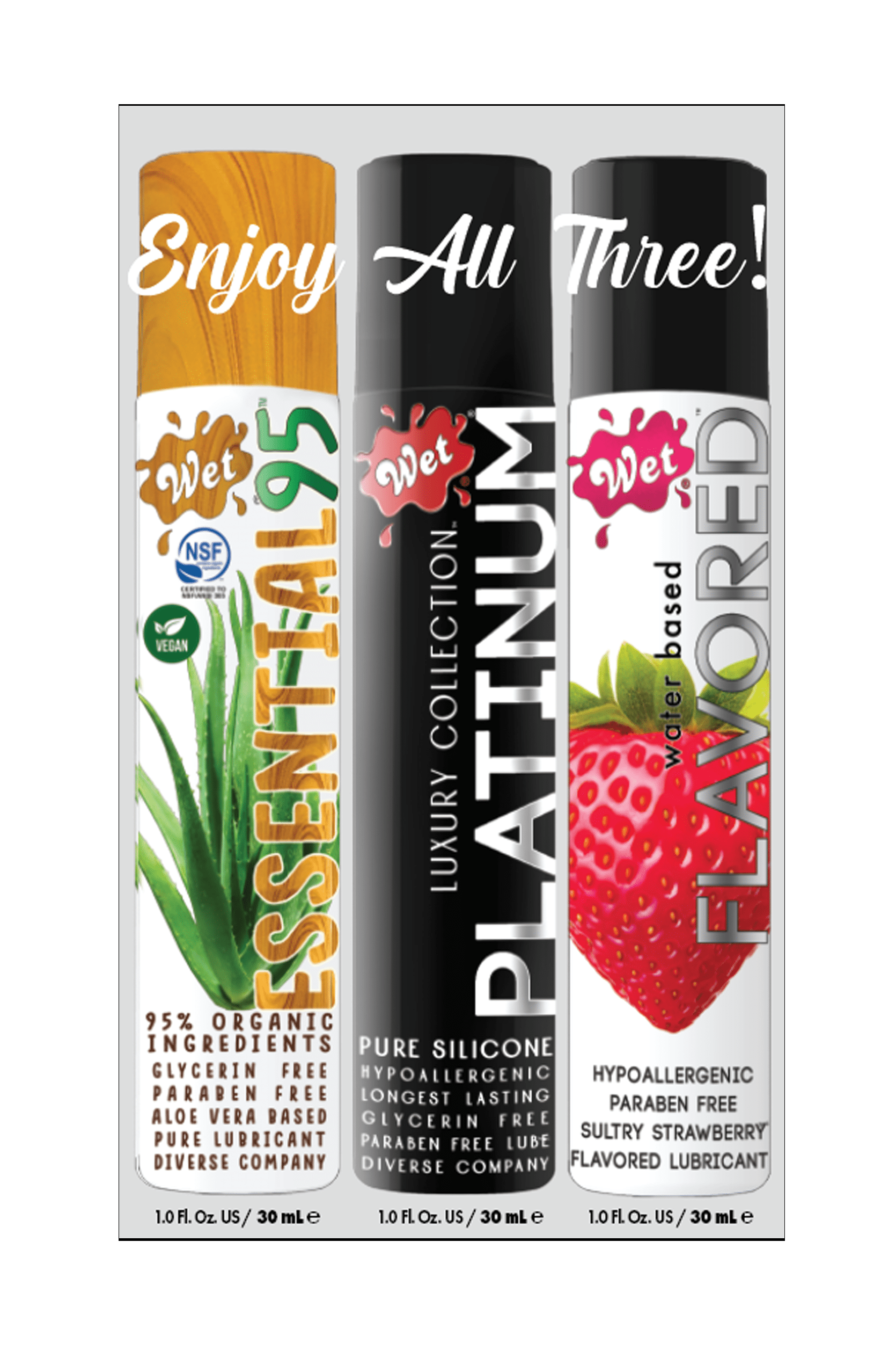 3 PACK SAMPLER (1OZ ESSENTIAL95, PLATINUM, STRAWBERRY) 1 Fl. Oz./30mL ...